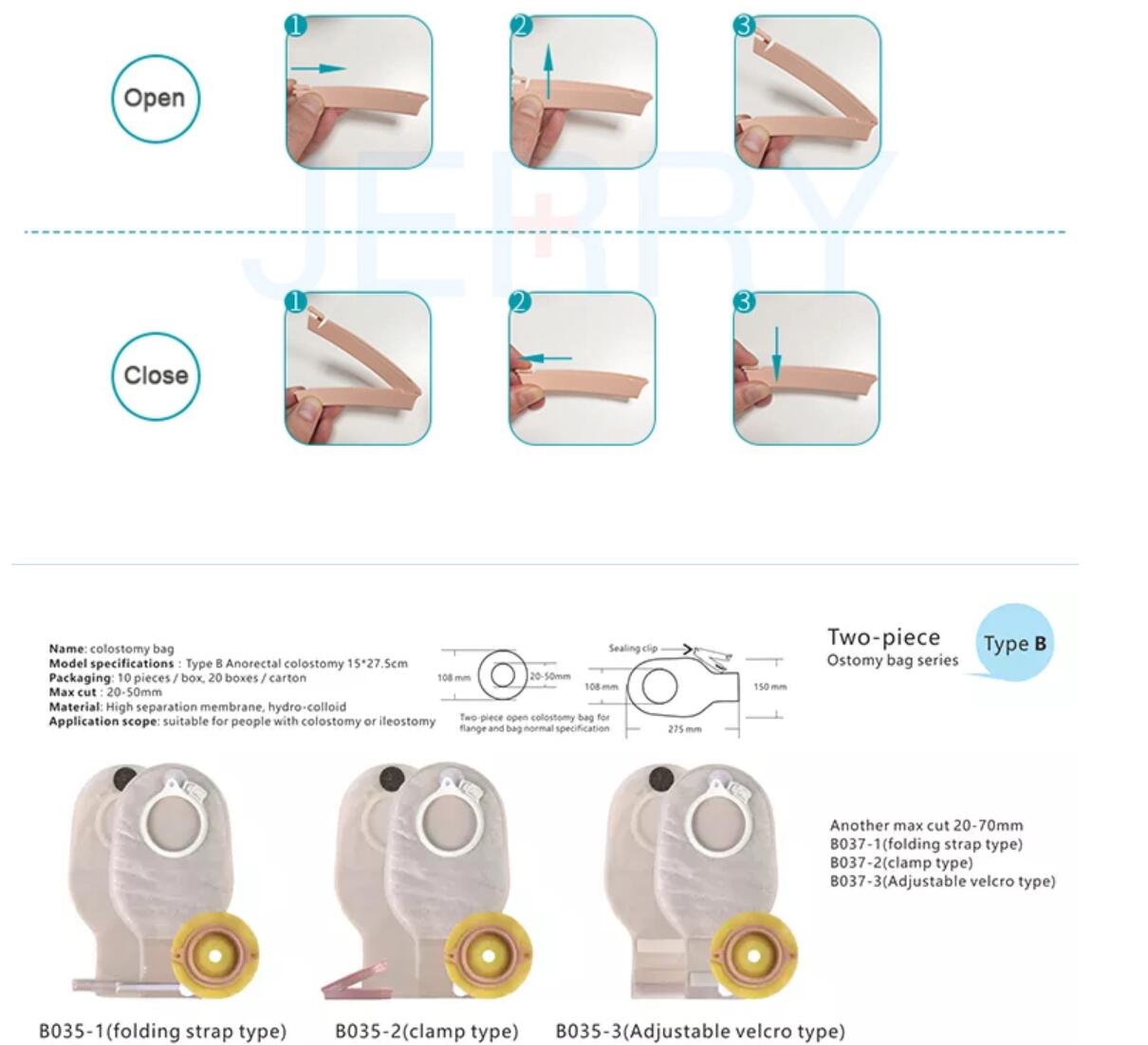 Two Piece Stoma Colostomy Bag Adult Size 70mm with Clip - Buy Product ...